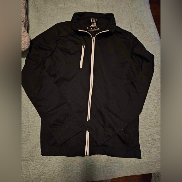 Kate Lord | Tops | Kate Lord Black White Zipper Jacket In Large | Poshmark